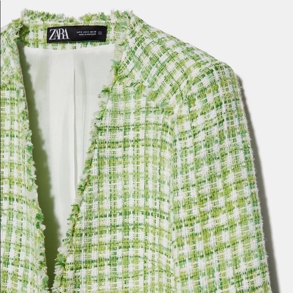 Zara | Jackets & Coats | Zara Green Tweed Set Blazer And Shorts | Poshmark